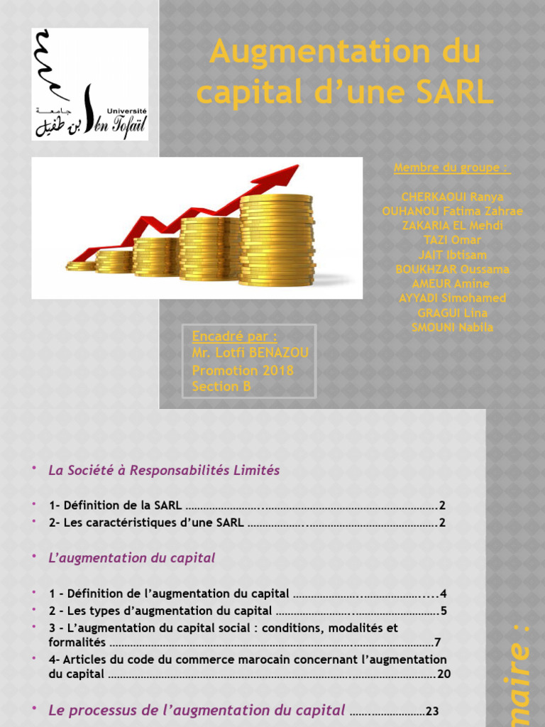 Augmentation Du Capital de La SARL | PDF | Actionnaire | Action (Finance)