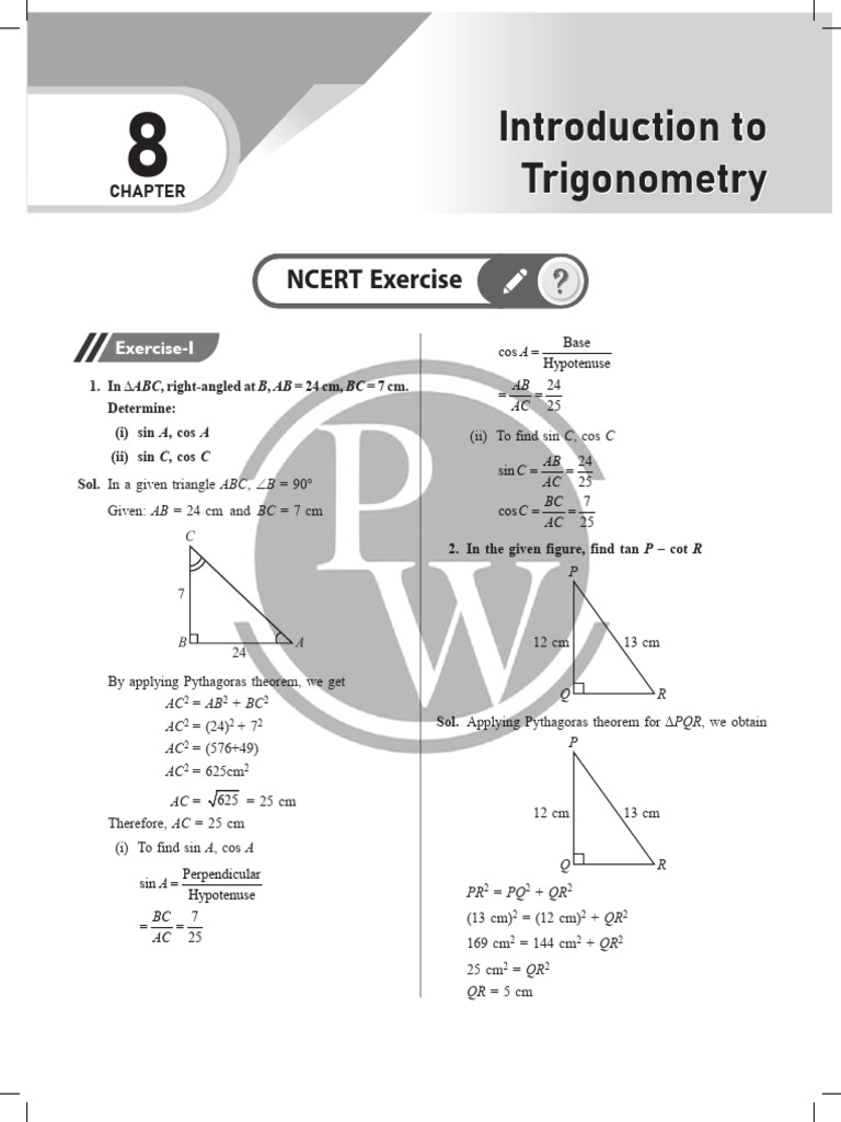 Introduction To Trigonometry Pdf Trigonometric Functions Triangle