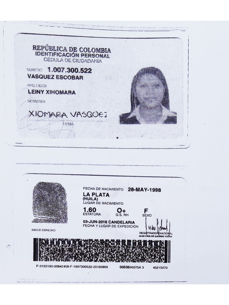 Cedula Leiny Xihomara 150 | PDF