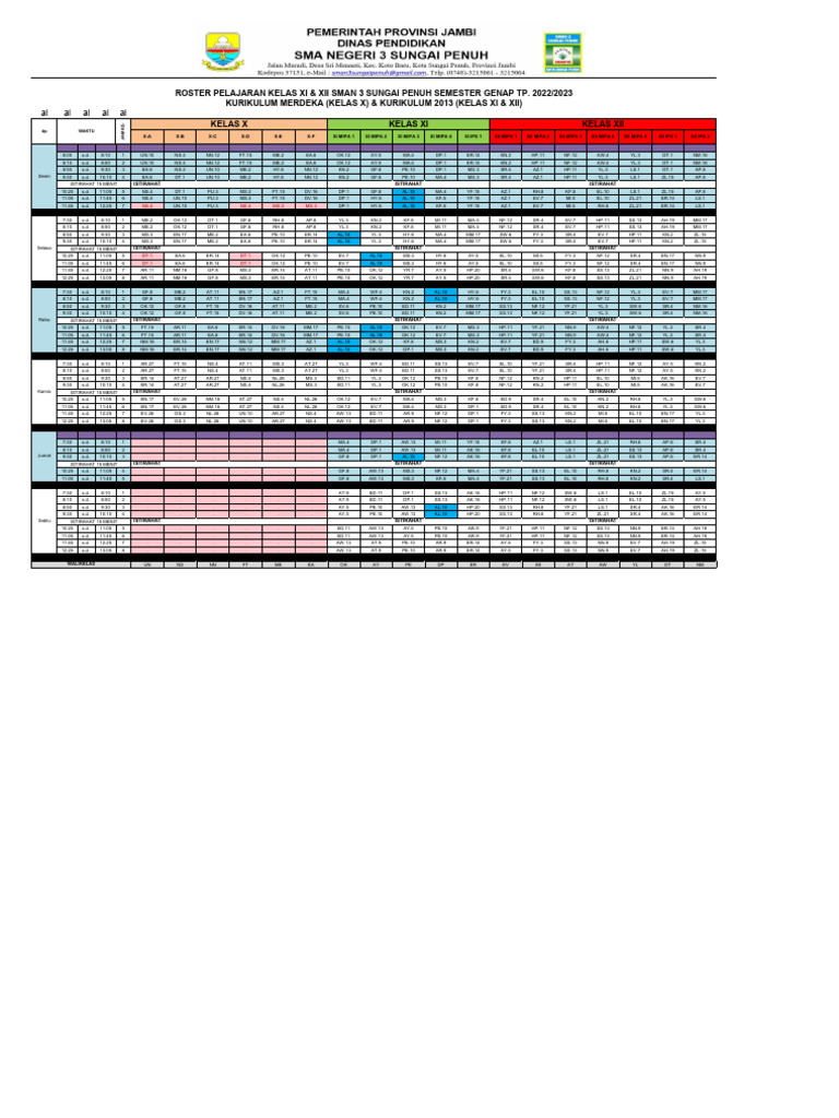 ROSTER GANJIL 2022-2023 - Rev.3 | PDF | Art
