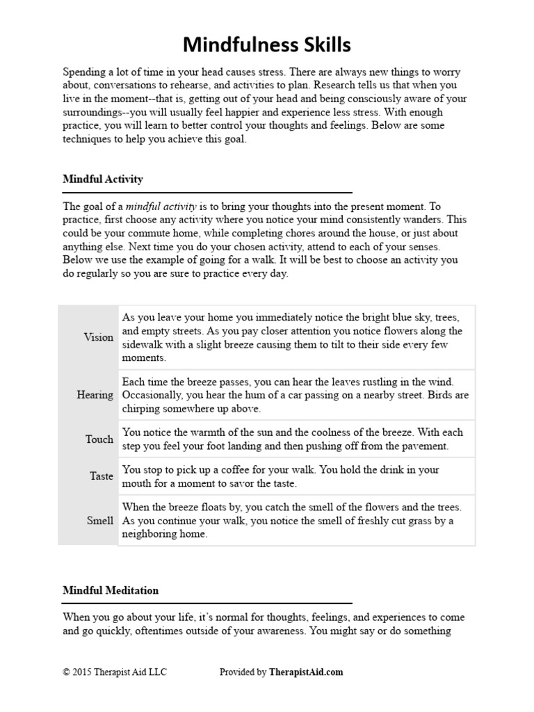 DBT Mindfulness Skills | PDF | Feeling | Thought