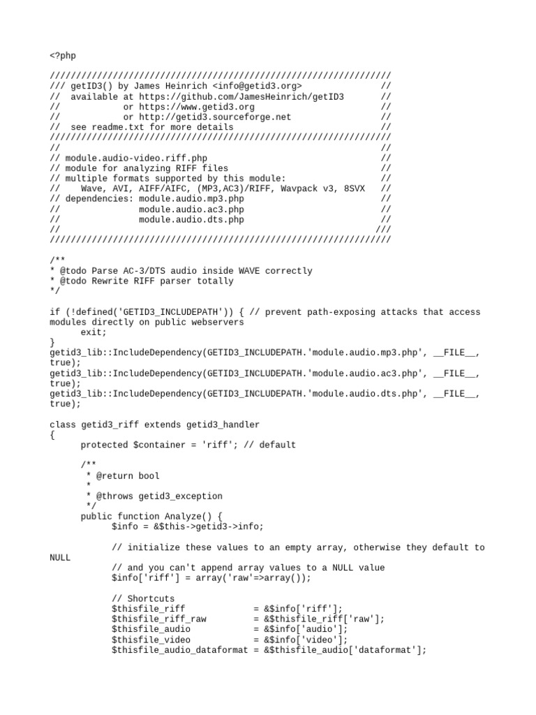 Analyzing RIFF Files with getID3 | PDF | Computer File Formats ...