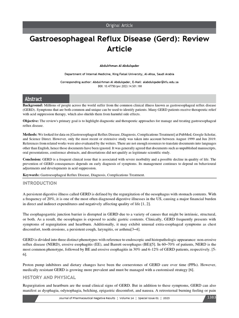 JPNR - S01 - 188 | PDF | Gastroesophageal Reflux Disease | Heartburn