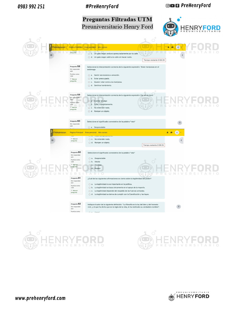 PHF - Preguntas Filtradas UTM 2024 | PDF