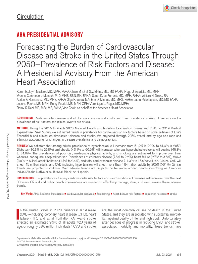 Joynt Maddox Et Al 2024 Forecasting The Burden of Cardiovascular Disease and Stroke in The ...