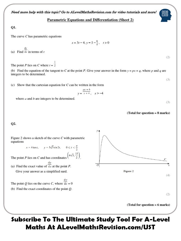Parametric Equations & Differentiation | PDF | Equations | Curve