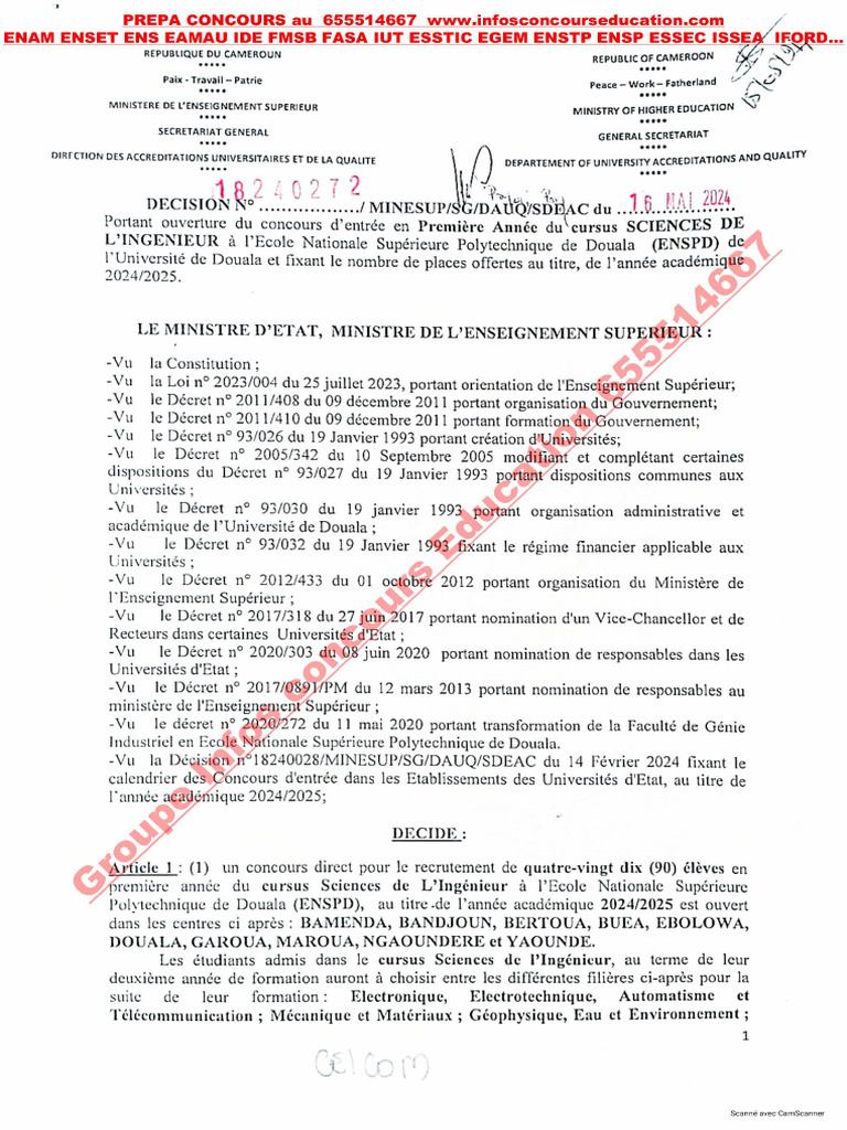 Concours Enspd 2024 Science Ing 1 | PDF