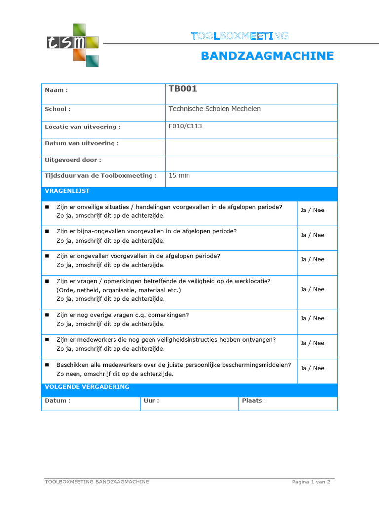 TB001 Bandzaagmachine | PDF