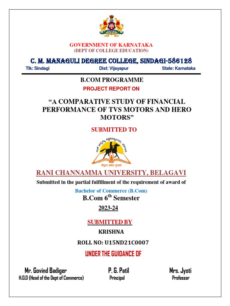 Project Report For Bcom | PDF | Working Capital | Revenue