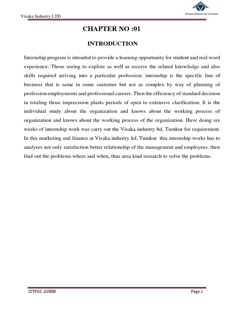 Visaka Intenship | PDF | Working Capital | Return On Investment