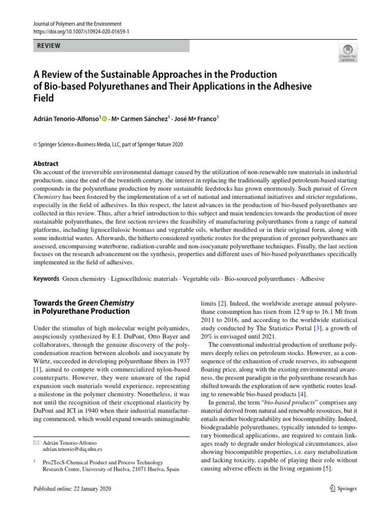 Bio-Based Polyurethanes Resins | PDF | Polyurethane | Ester