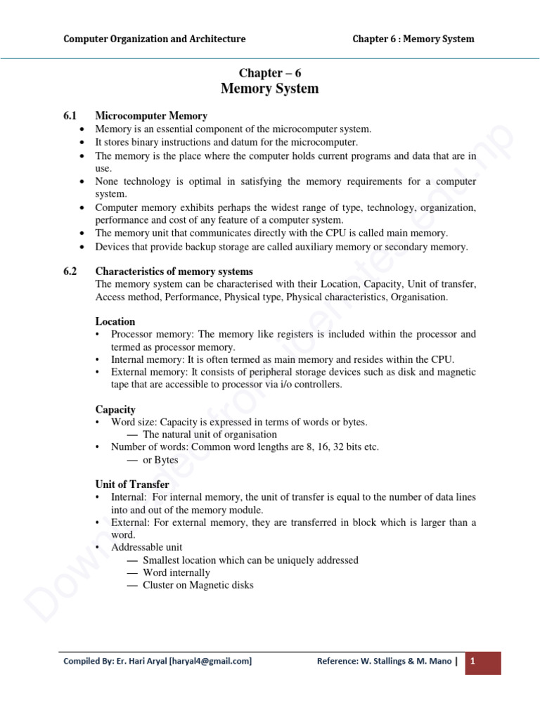 Memory System | PDF | Computer Data Storage | Random Access Memory