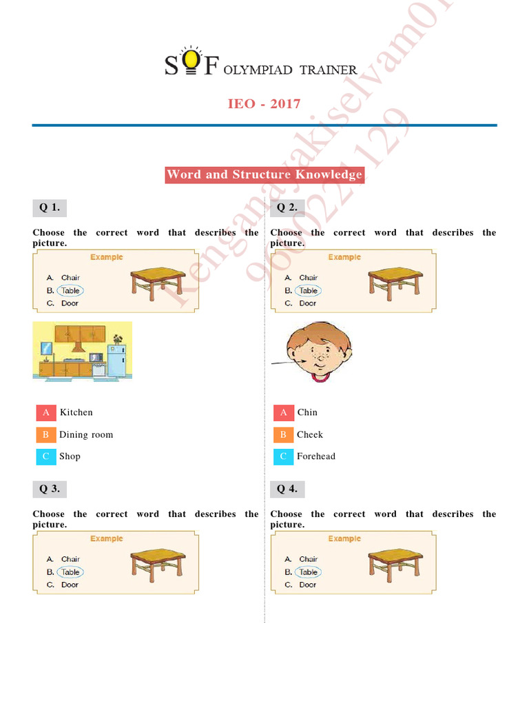 IEO 2017: Word and Structure Test | PDF