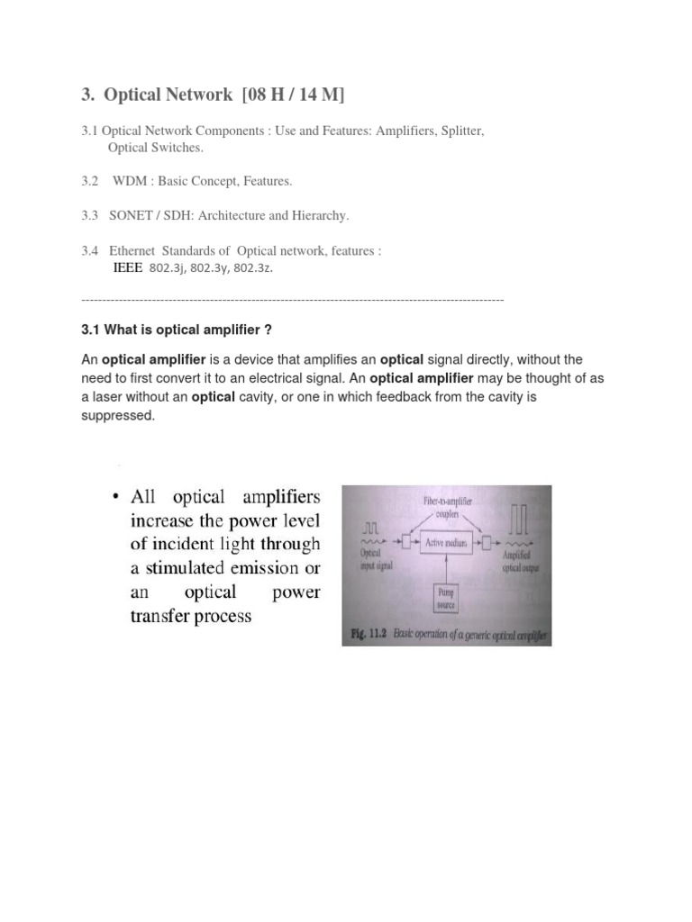 Optical Network Components Guide | PDF | Wavelength Division Multiplexing | Network Switch
