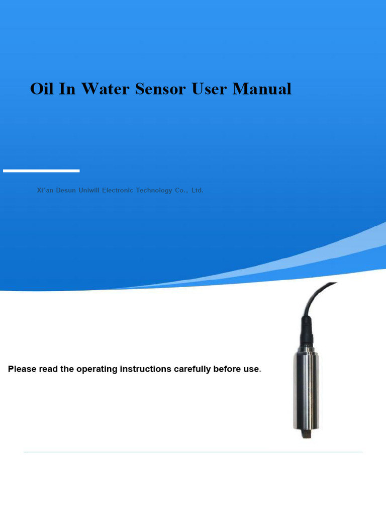 Oil in Water Sensor User Manual | PDF | Fluorescence | Ultraviolet