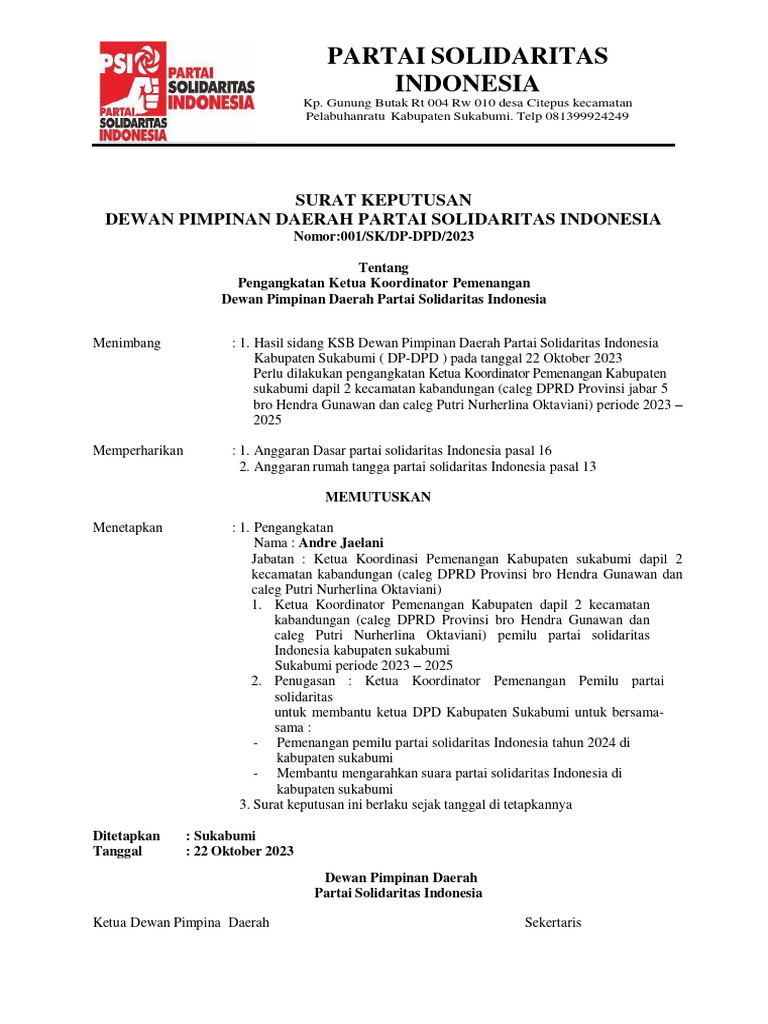 Andre Kop Surat Dan Surat Tugas Psi | PDF