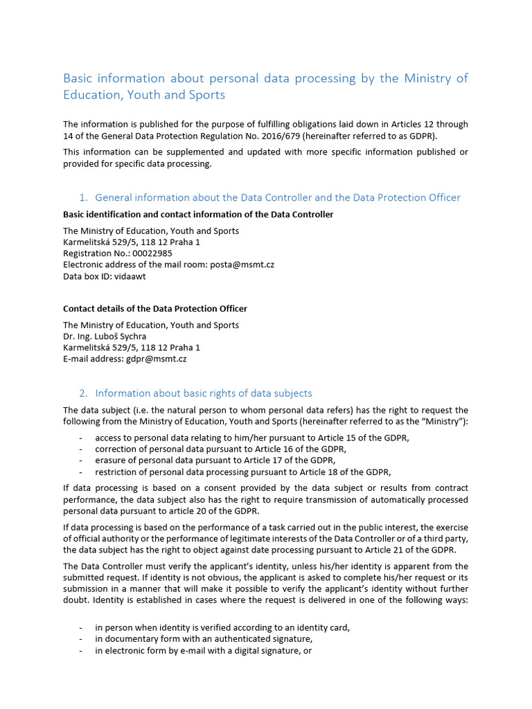 Basic Information GDPR | PDF | Occupational Safety And Health | Employment