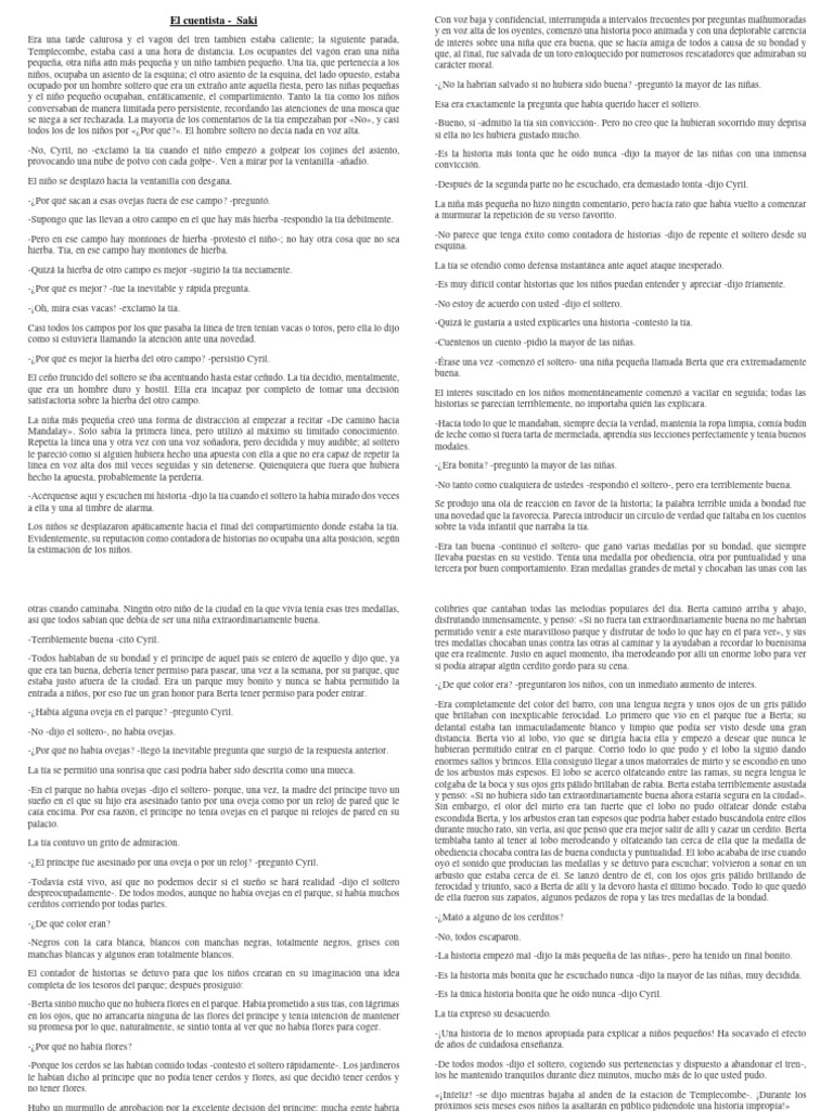 El Cuentista - Saki (2 Carillas) | PDF