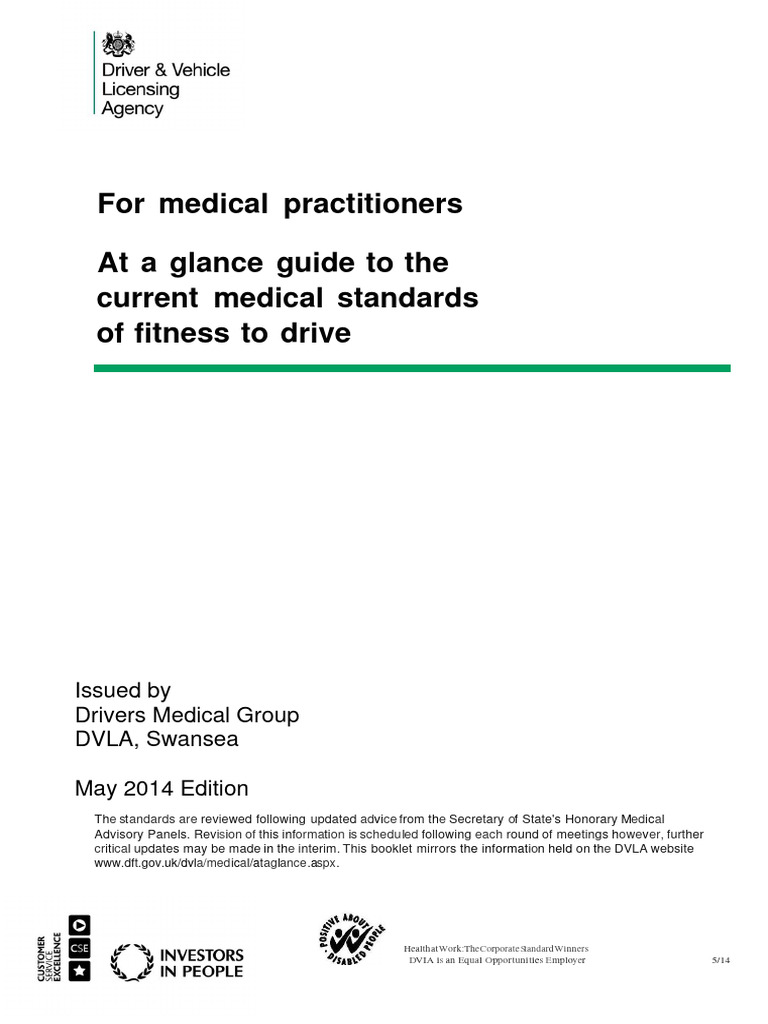 Guide To The Current Medical Standards of Fitness To Drive | PDF ...