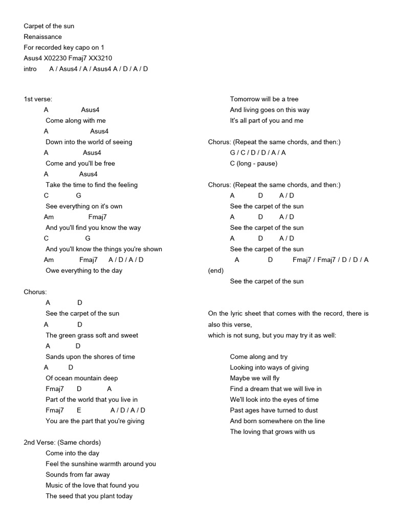 Carpet of The Sun | PDF | Song Structure | Songs