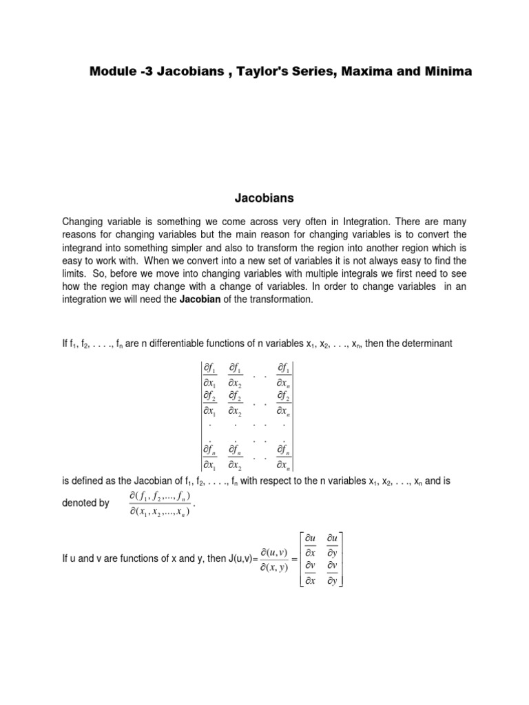 Understanding Jacobians in Integration | PDF | Mathematical Objects ...