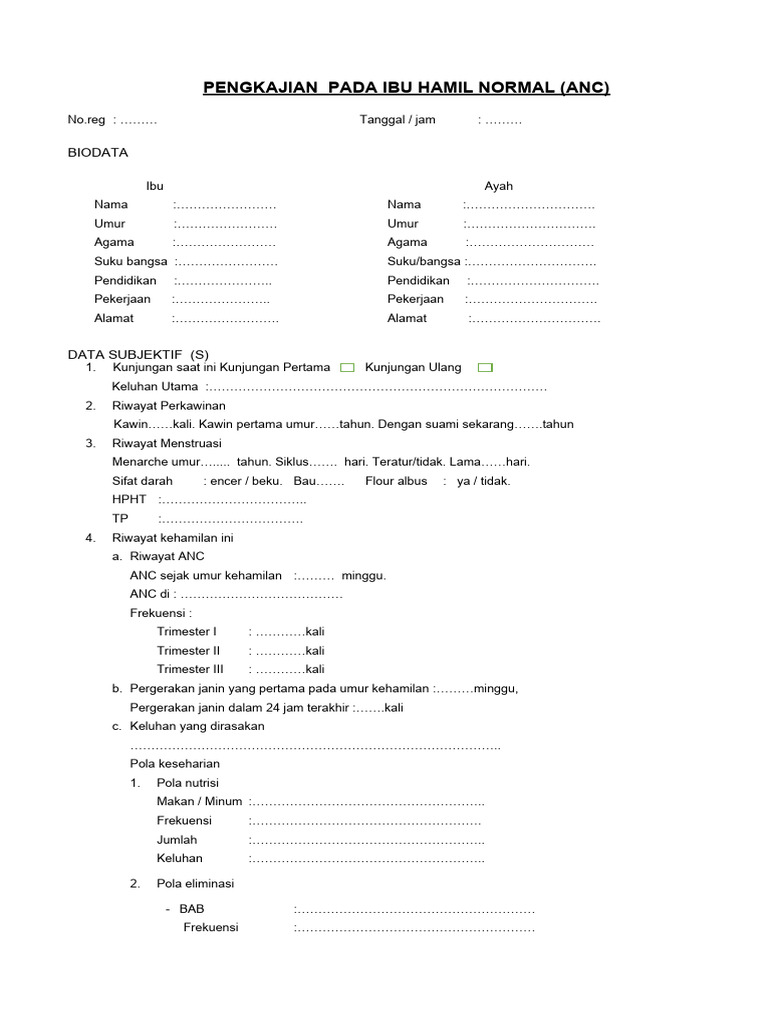 Form Pengkajian, Askeb, Nifas, BBL | PDF