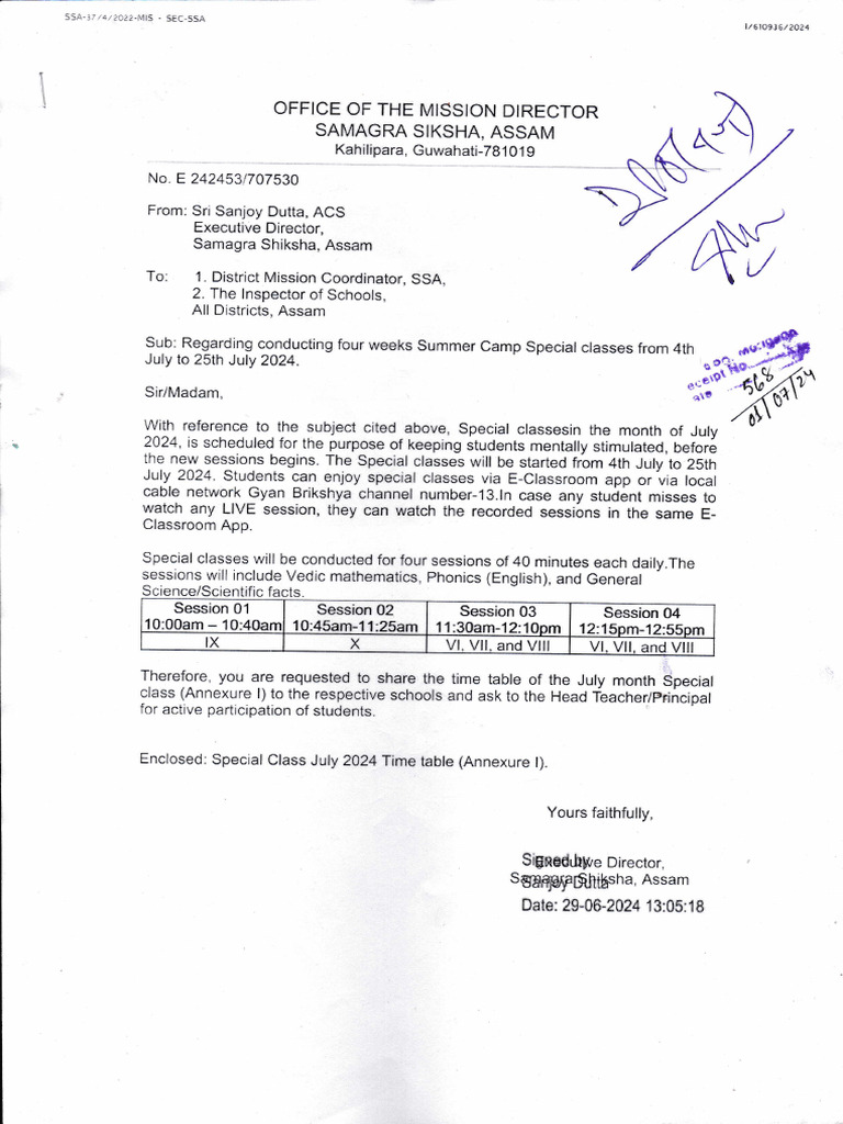 Special Classes Via E-Classroom App | PDF