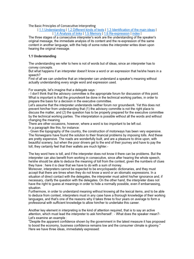 The Basic Principles of Consecutive Interpreting | PDF | Language Interpretation | Speech