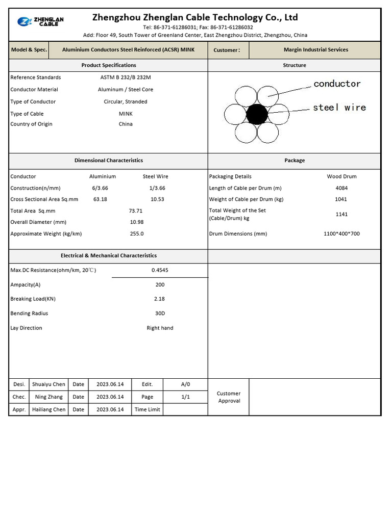 ACSR Technical Specification | PDF | Electrical Conductor | Wire