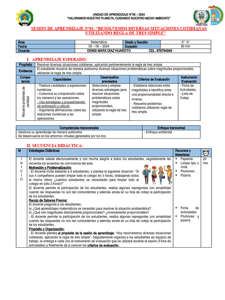 3°-Sesion 1-Ua5 - 2024 | PDF | Evaluación | Aprendizaje