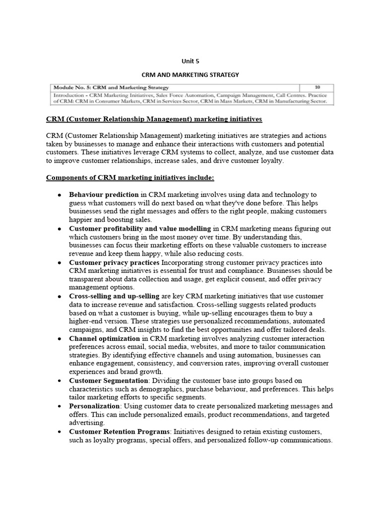 Unit 5 CRM | PDF | Customer Relationship Management | Call Centre