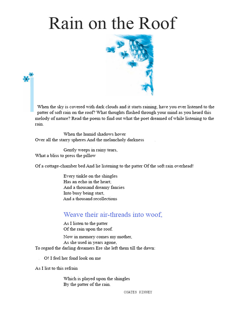 Rain On The Roof | PDF | Art | Poetry