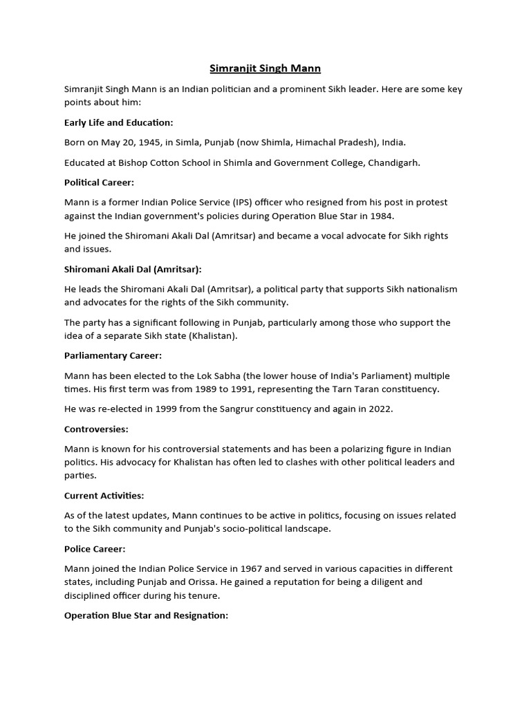 Simranjit Singh Mann1 Pdf Government