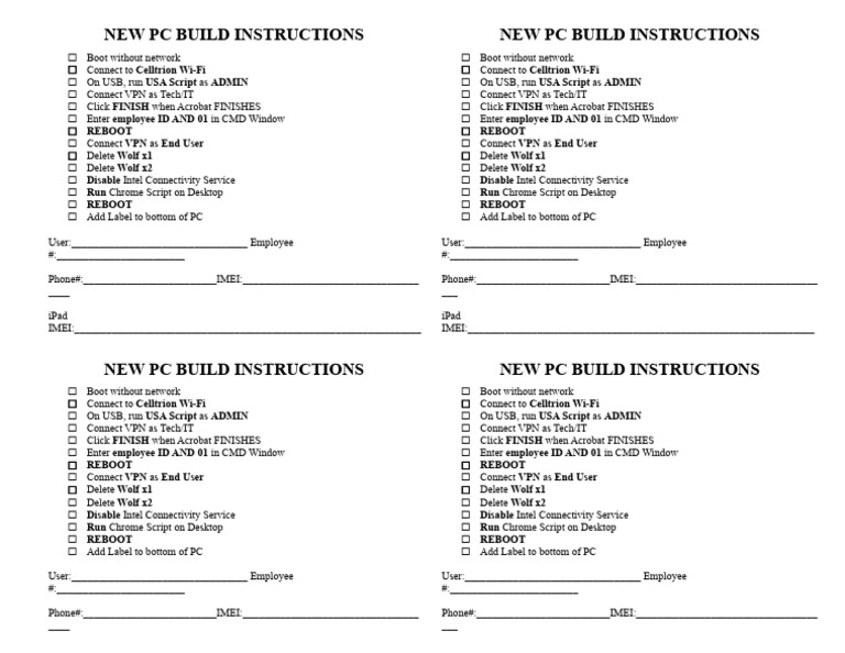 new PC Build Checklist - quarter page | PDF | Booting | Personal Computers