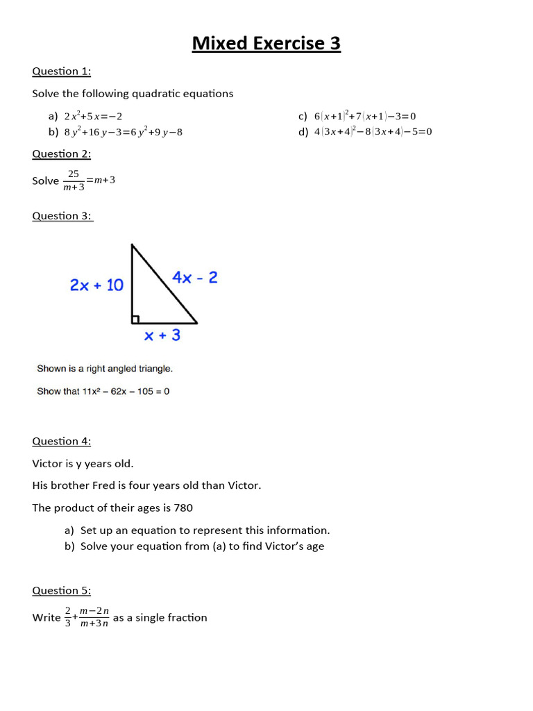 Mixed Exercise 3 | PDF