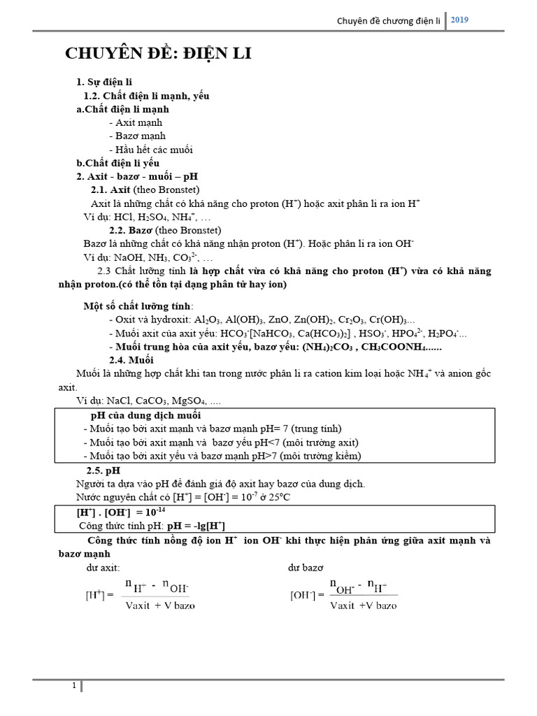 CD1- ĐIỆN LI | PDF