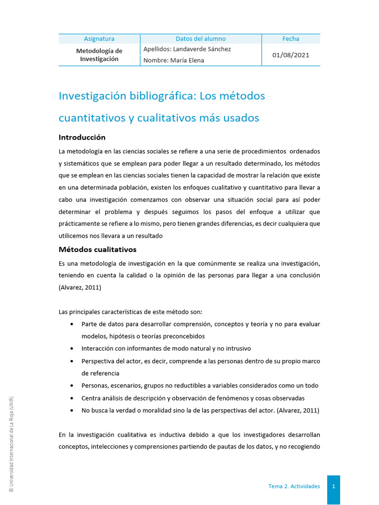 María Elena Landaverde - Métodos Cualitativos y Cuantitativos | PDF ...