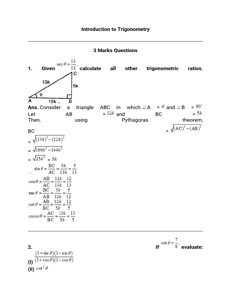 Introduction To Trigonometry | PDF | Trigonometry | Triangle