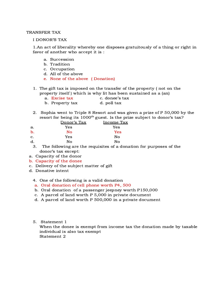 Transfer Tax Solution | PDF | Taxes | Tax Deduction