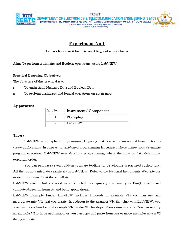 Expt 1 Arithmatic And Logical Operations Pdf Software Development 3490