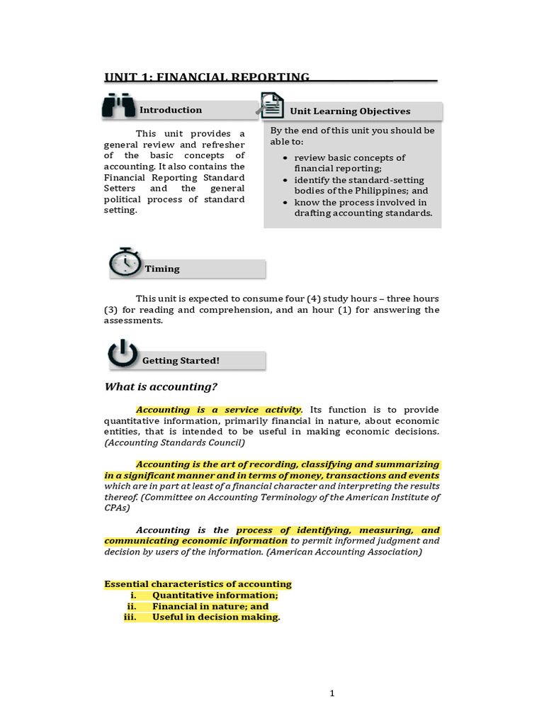 Unit 1 - Financial Reporting | PDF | International Financial Reporting ...
