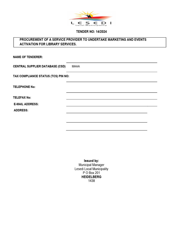 Tender 14 - 2024 Event Management Tender | PDF | Business