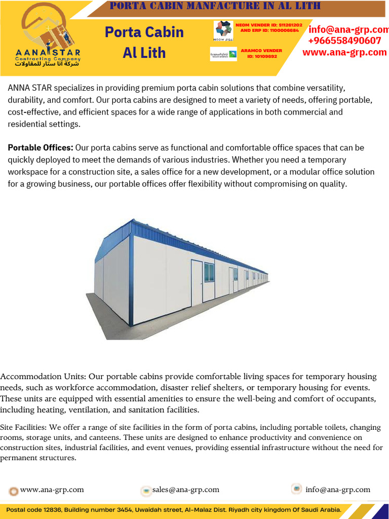 Porta Cabin Manufacturer in Al Lith | PDF