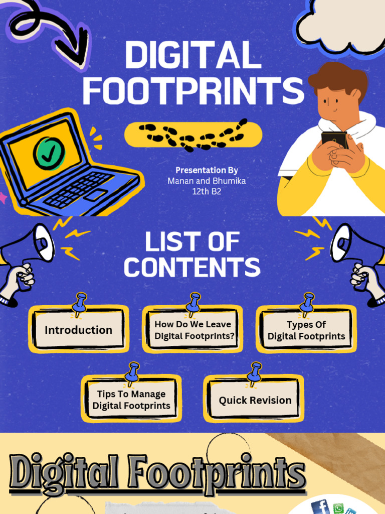 Yellow 3D Digital Footprint Digital Citizenship Lesson Presentation ...