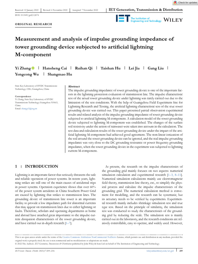 IET Generation Trans Dist - 2022 - Zhang - Measurement and Analysis of ...