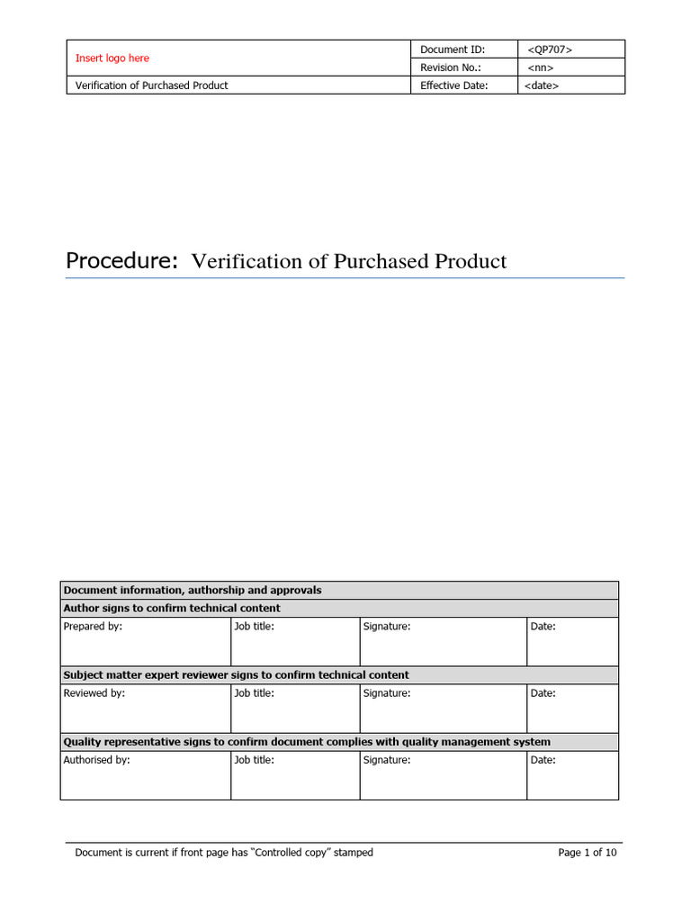 Verification of Purchased Products | PDF | Verification And Validation ...