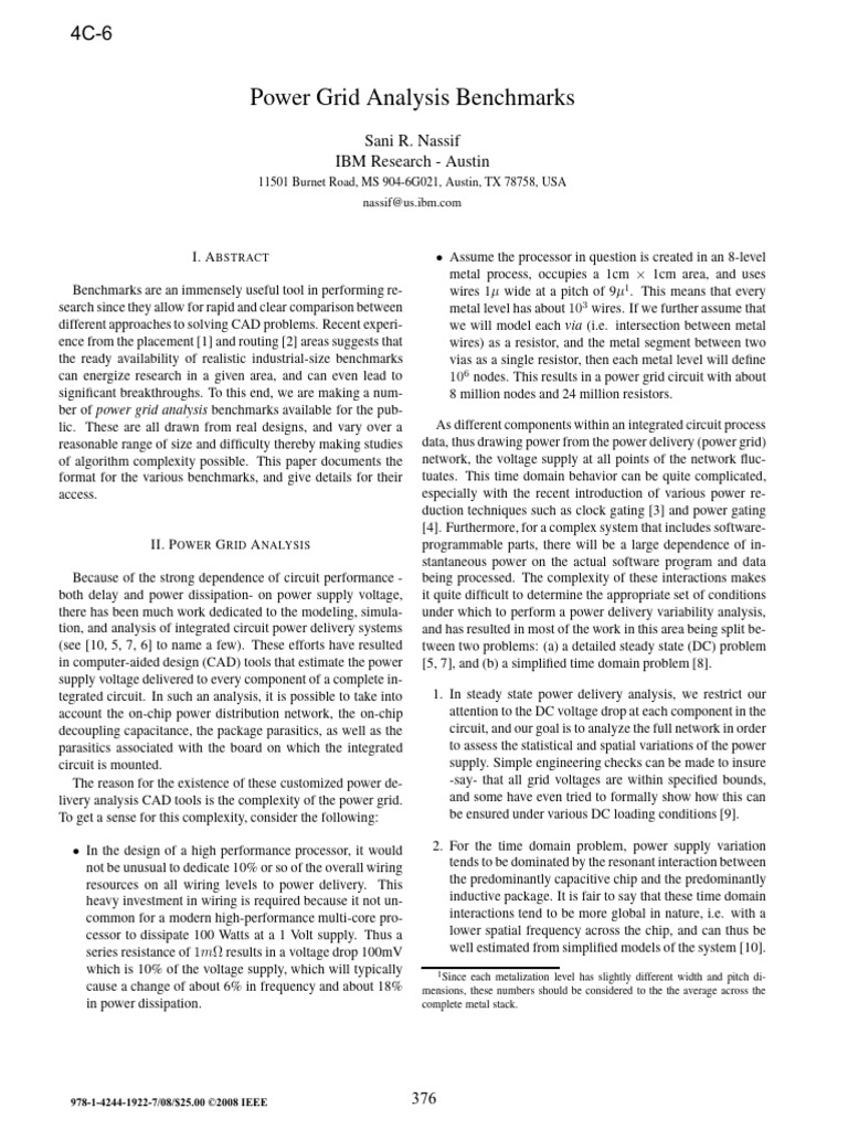Power Grid Analysis Benchmark Overview | PDF | Electrical Network ...