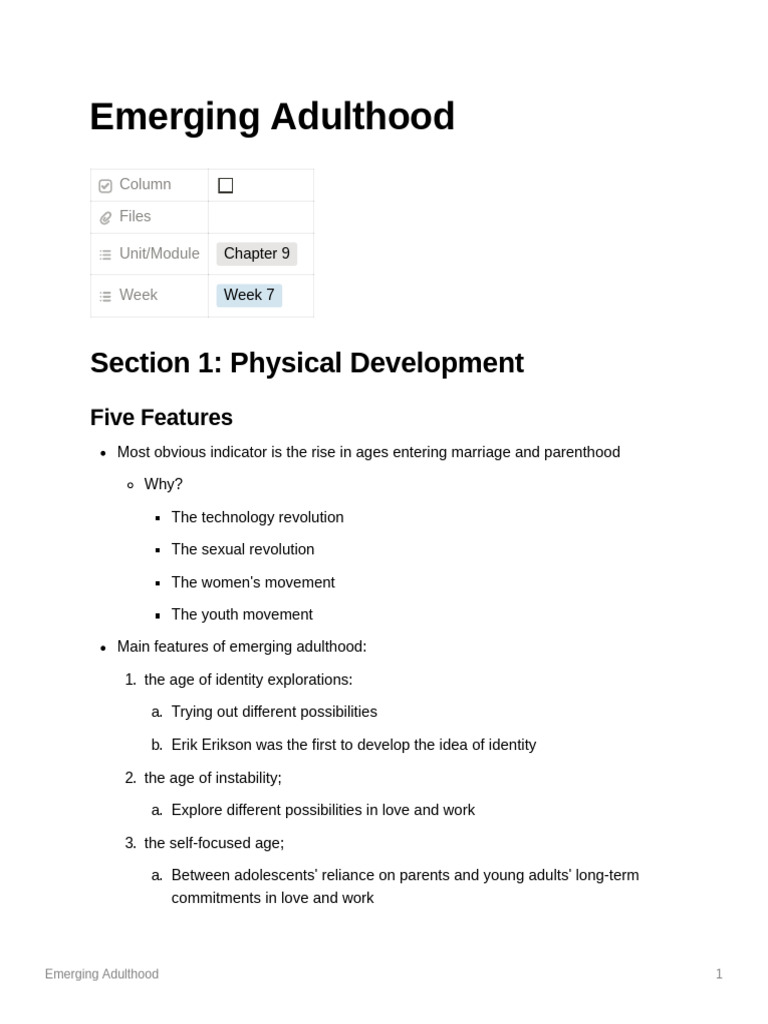 Five Features of Emerging Adulthood | PDF | Identity (Social Science ...