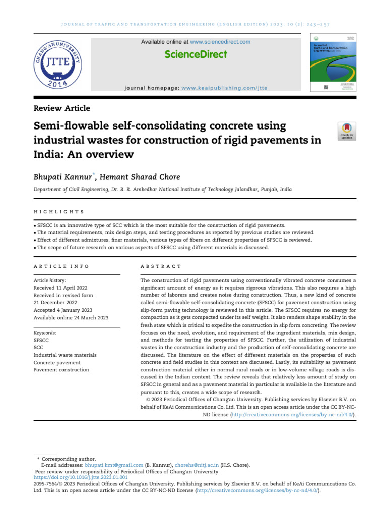 Semi-Flowable Self-Consolidating Concrete Using | PDF | Concrete | Road ...