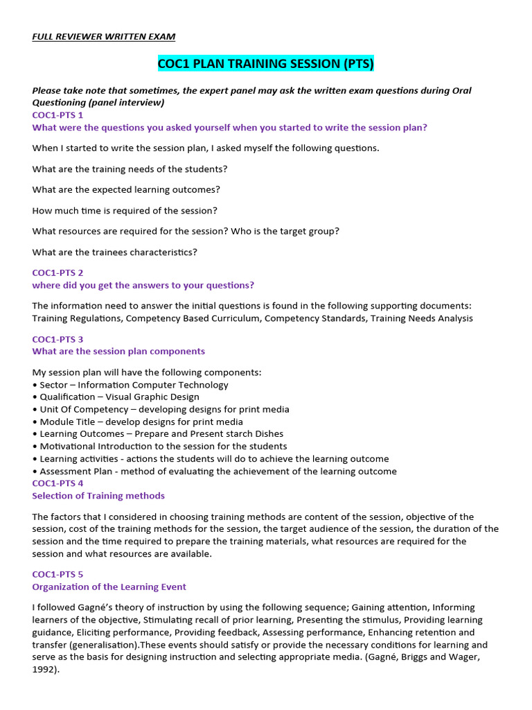 Written PTS | PDF | Learning | Educational Assessment